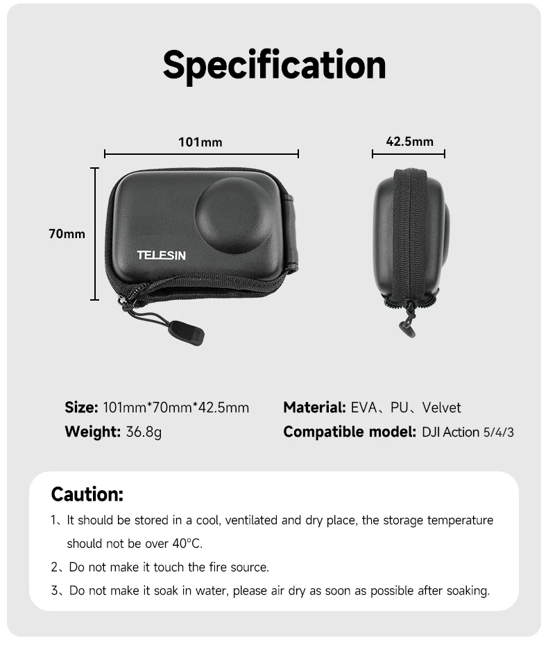 Telesin Portable EVA Pouch - Ultimate Protection for DJI Action Cameras