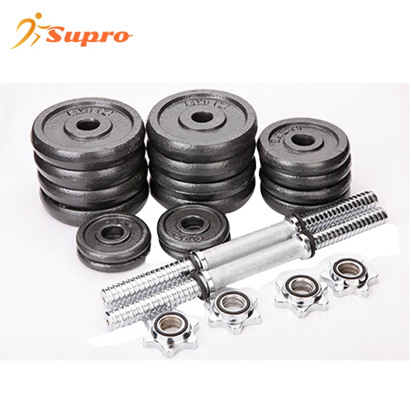 Supro Gym Fitness Sports Cast Iron Adjustable 5-100lbs Dumbbell Set ...