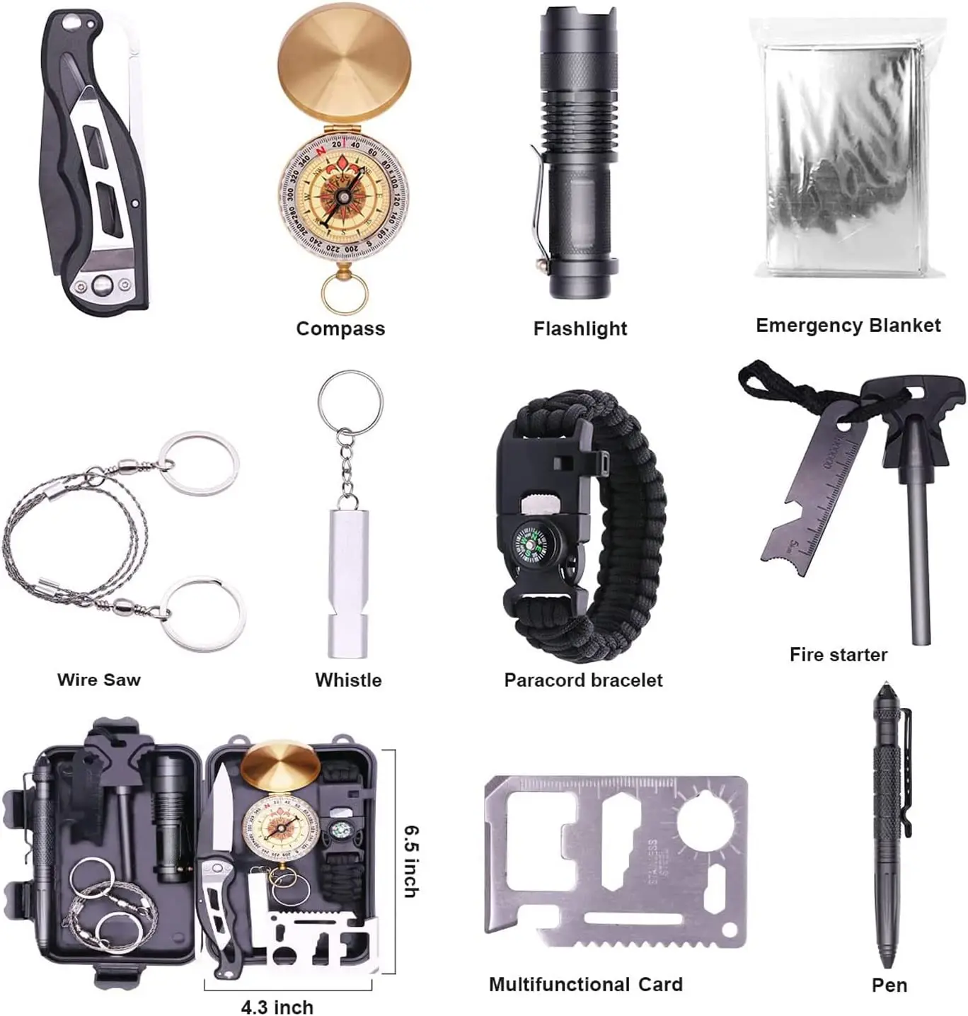 12 in-1 Outdoor Survival Gear - Lifesaving Emergency Kit