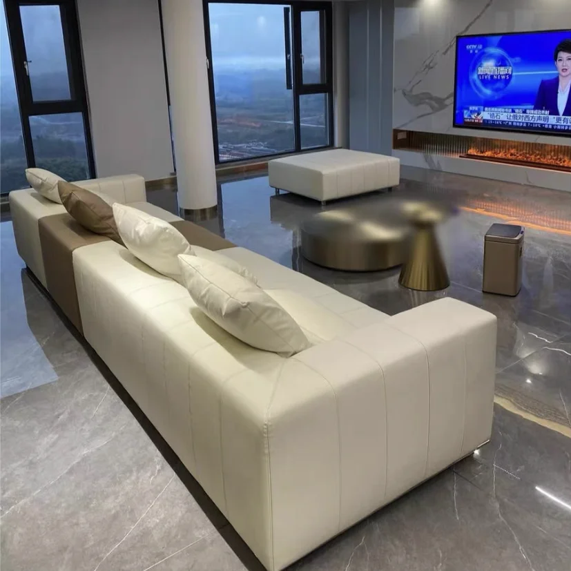 High Quality Modern Luxury Sectional Sofa Set Living Room Sofa Furniture Modular I Shape Leather ...