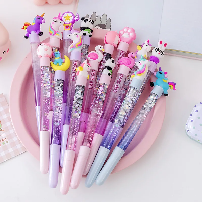 Kawaii Moon Star Unicorn Liquid Quicksand Glitter Gel Pen Neutral Pen ...