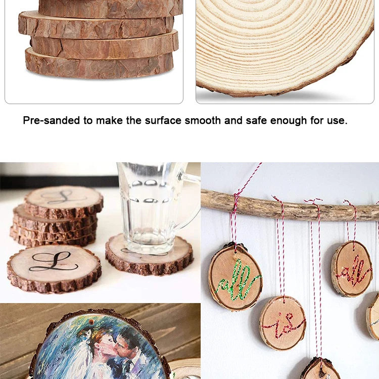 Eco-friendly Unfinished Natural Round Pine Wood Tree Disc Wooden Log ...