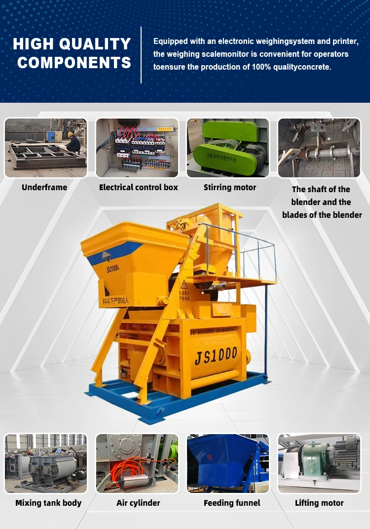 Twin Shaft Concrete Mixer JS500 Forced Double Shaft 1m3 Volume Cement Mixer| Alibaba.com