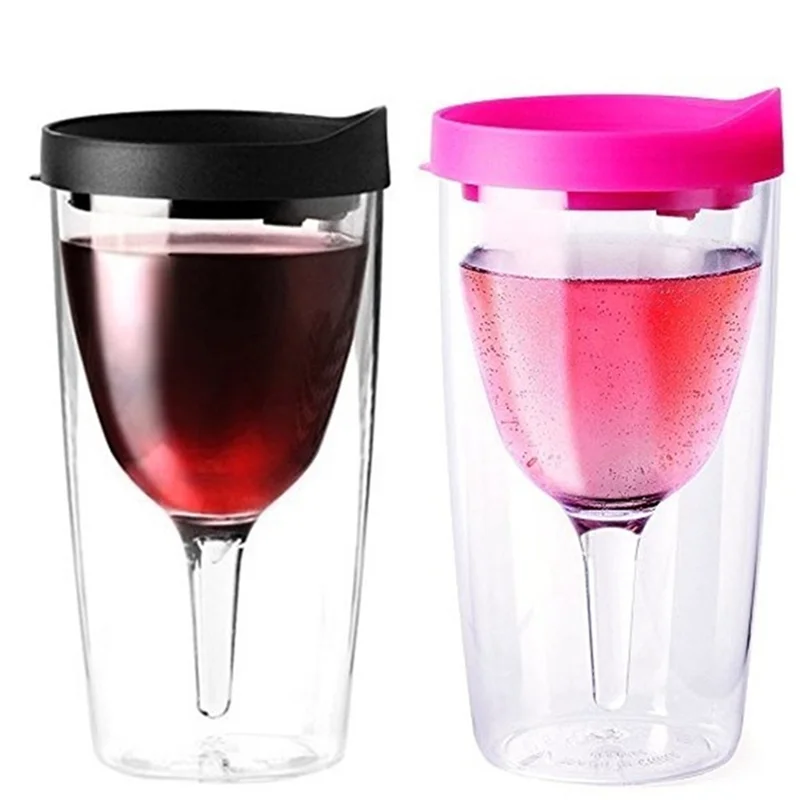 Double Plastic Wine Glass with Lid - Perfect for Parties