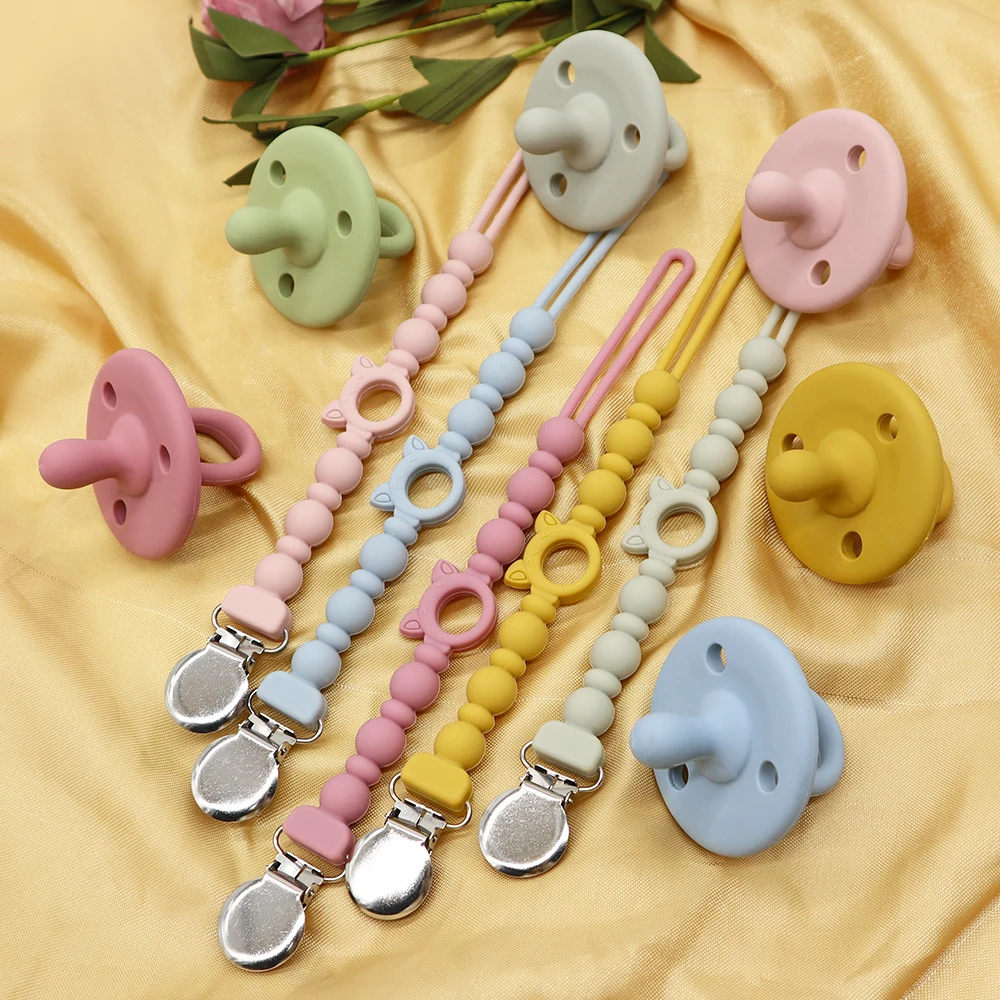 Amanzon Silicone Bead Teether Stainless Steel Baby Pacifier Clip - Buy ...