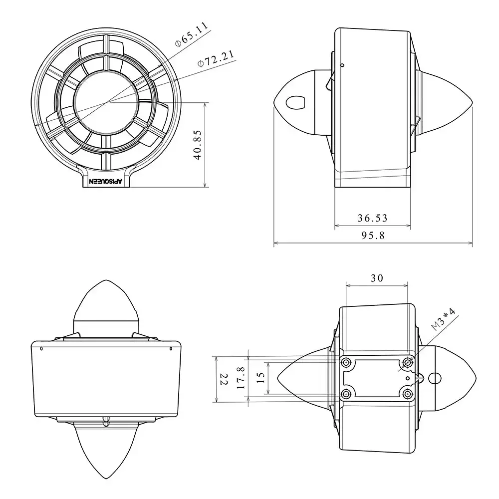 Apisqueen U2 Mini Underwater Thruster - High Thrust Propeller
