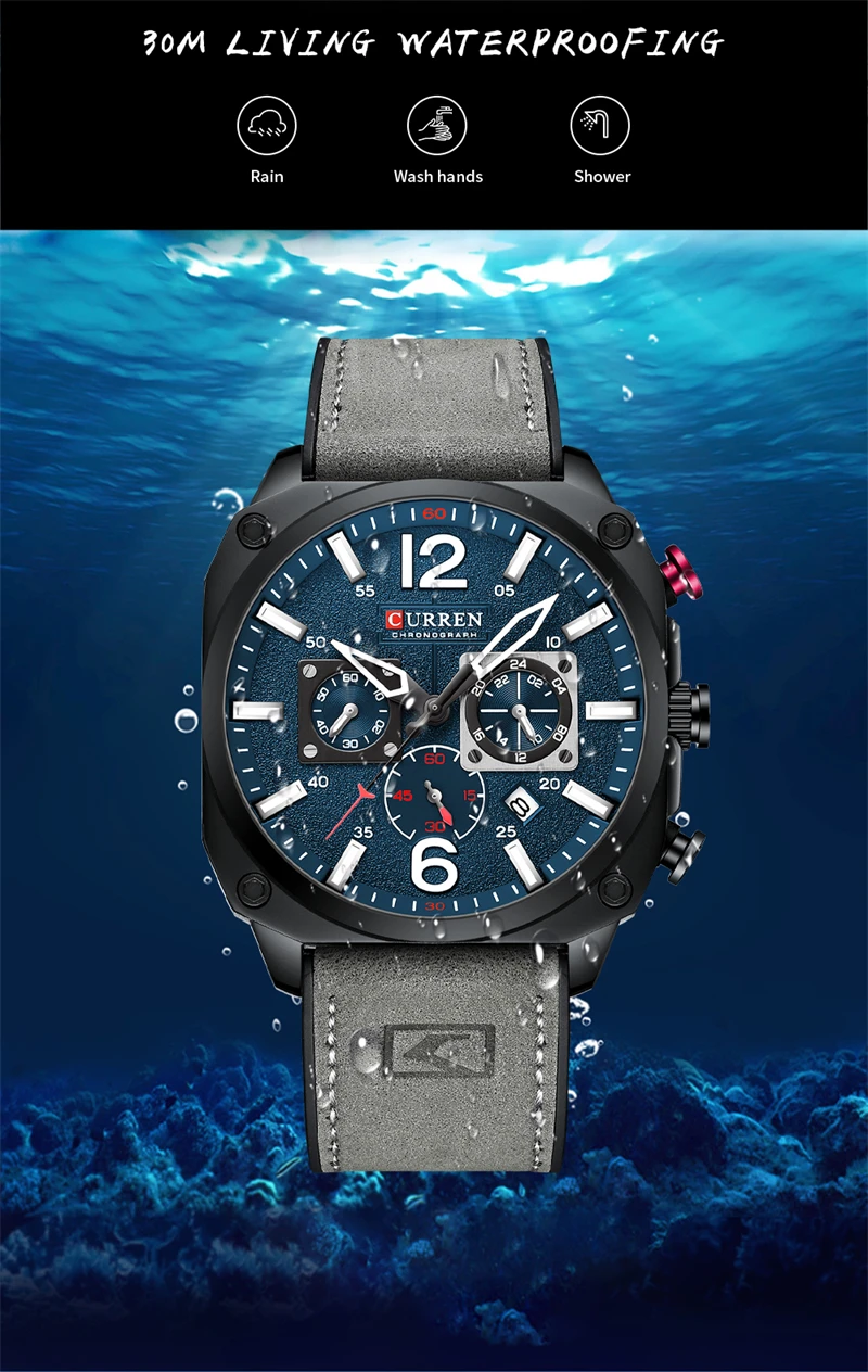 CURREN 8398 Chronograph Man Wristwatch - Luxury Sport Watch