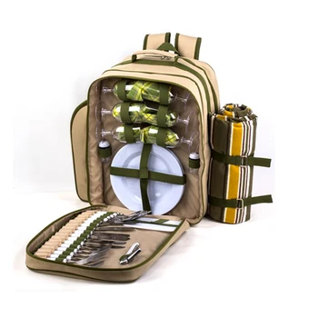 6 Orang Set Tas Punggung Piknik Dengan Pegangan Kompartemen Pendingin ...