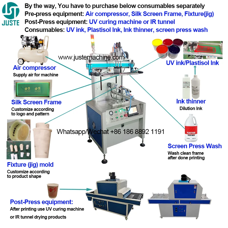 Round Bottle Silk Screen Printing Machine Screen Printers For Cosmetic ...