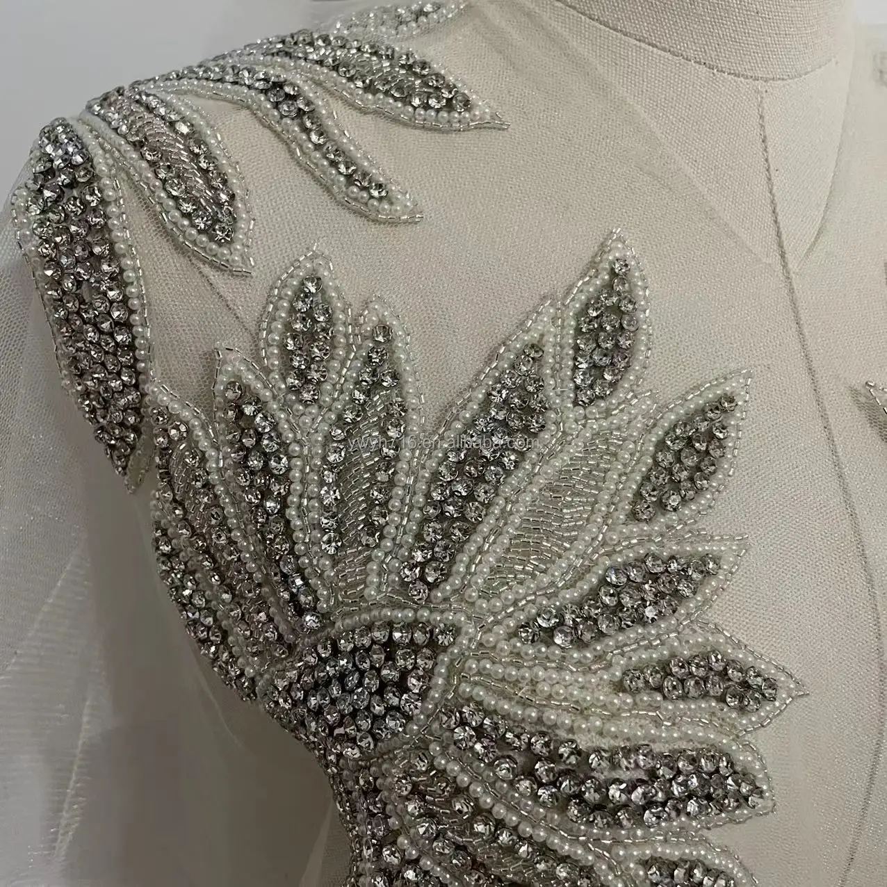 Large Rhinestone Large Applique Bodice Overlay Beaded clear Rhinestones ...
