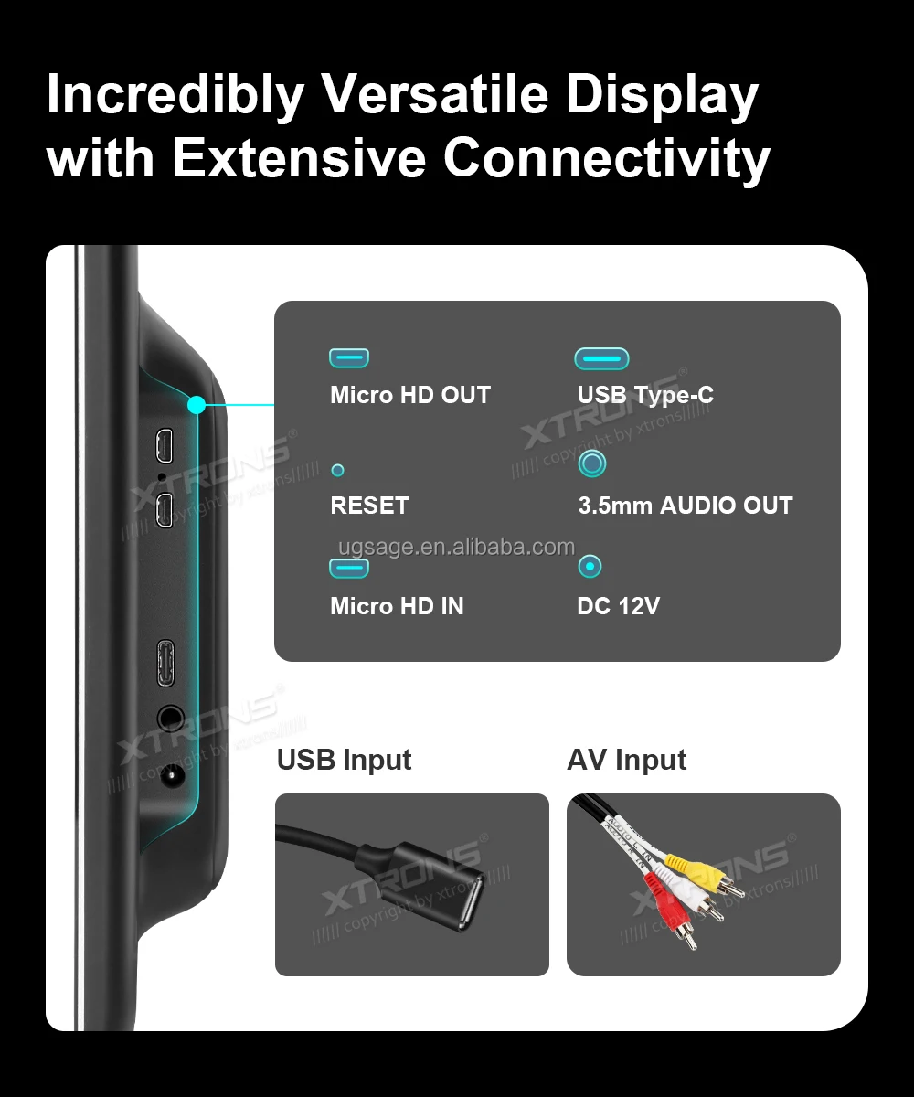 Xtrons 12" Qhd Ips Touch Screen Android Car Headrest Monitor 4k Hd ...