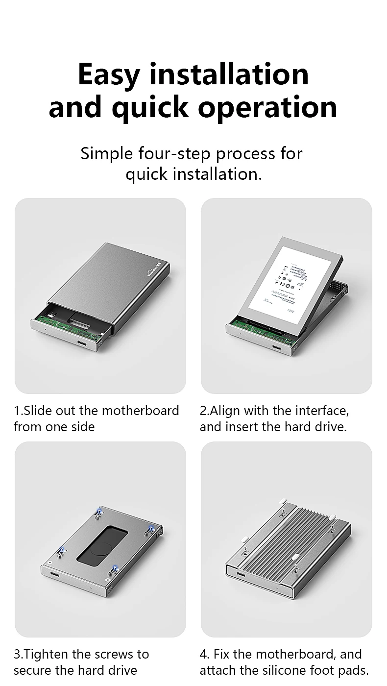 Usb C Aluminum 2.5 Inch Sata Hdd Enclosure - Max 4tb, Oem