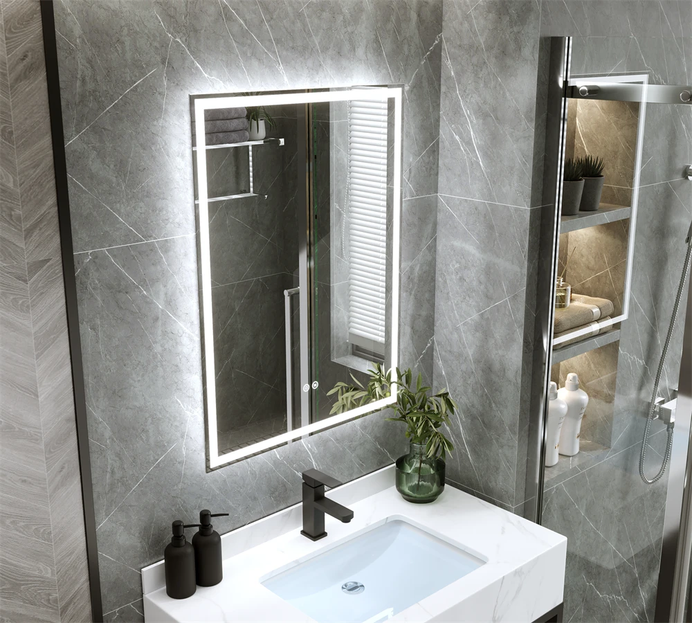 Us Inventory Tempered Glass Vanity Mirror Dimmable Anti-fog Wall ...
