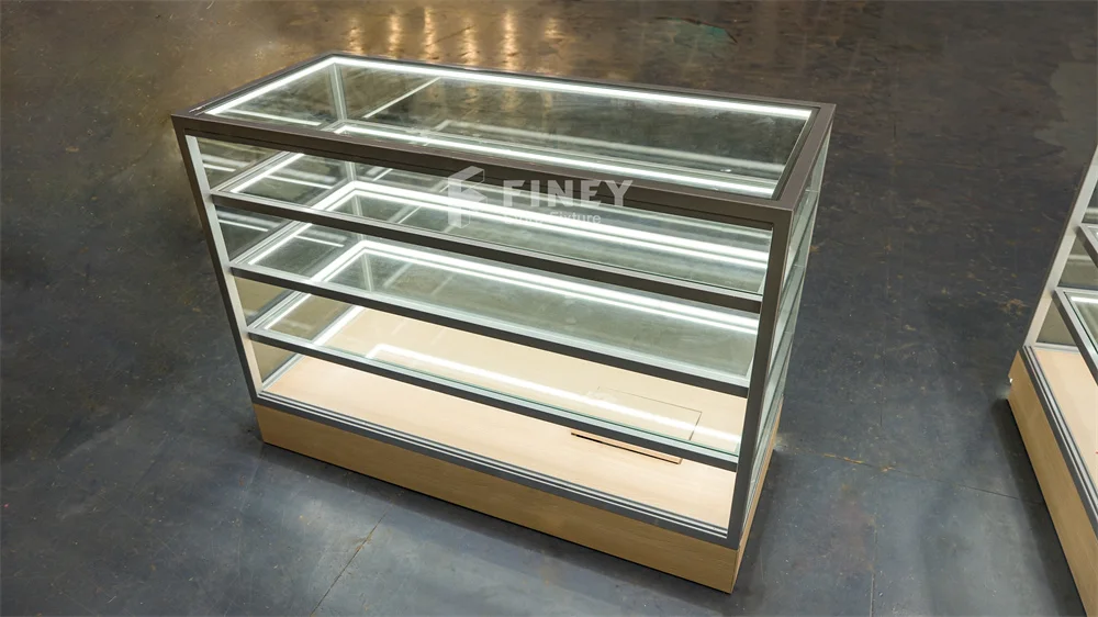 Custom Glass Display Showcase Wood Led Light Glass Retail Counter ...