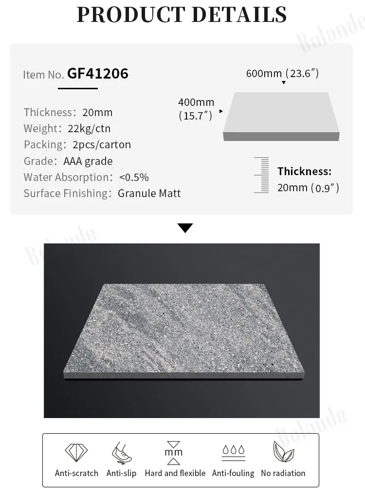 60x40 Anti Slip Outdoor Floor Tile Porcelain Glazed Rustic