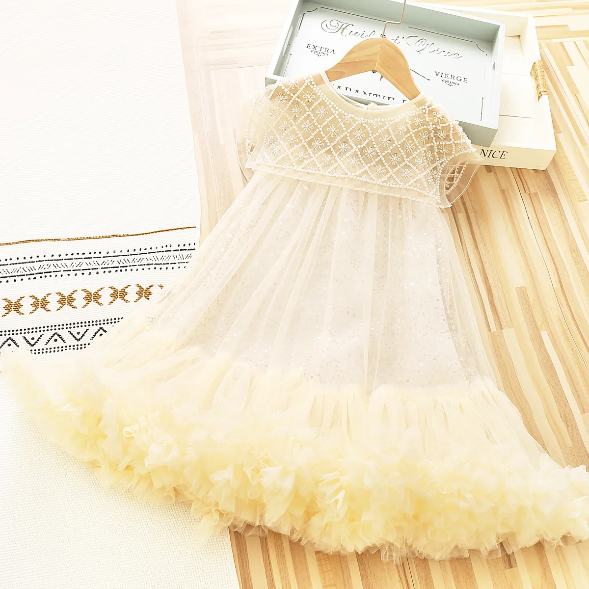 Children's Dress High-end White Flower Children's Wedding Dishevelled ...