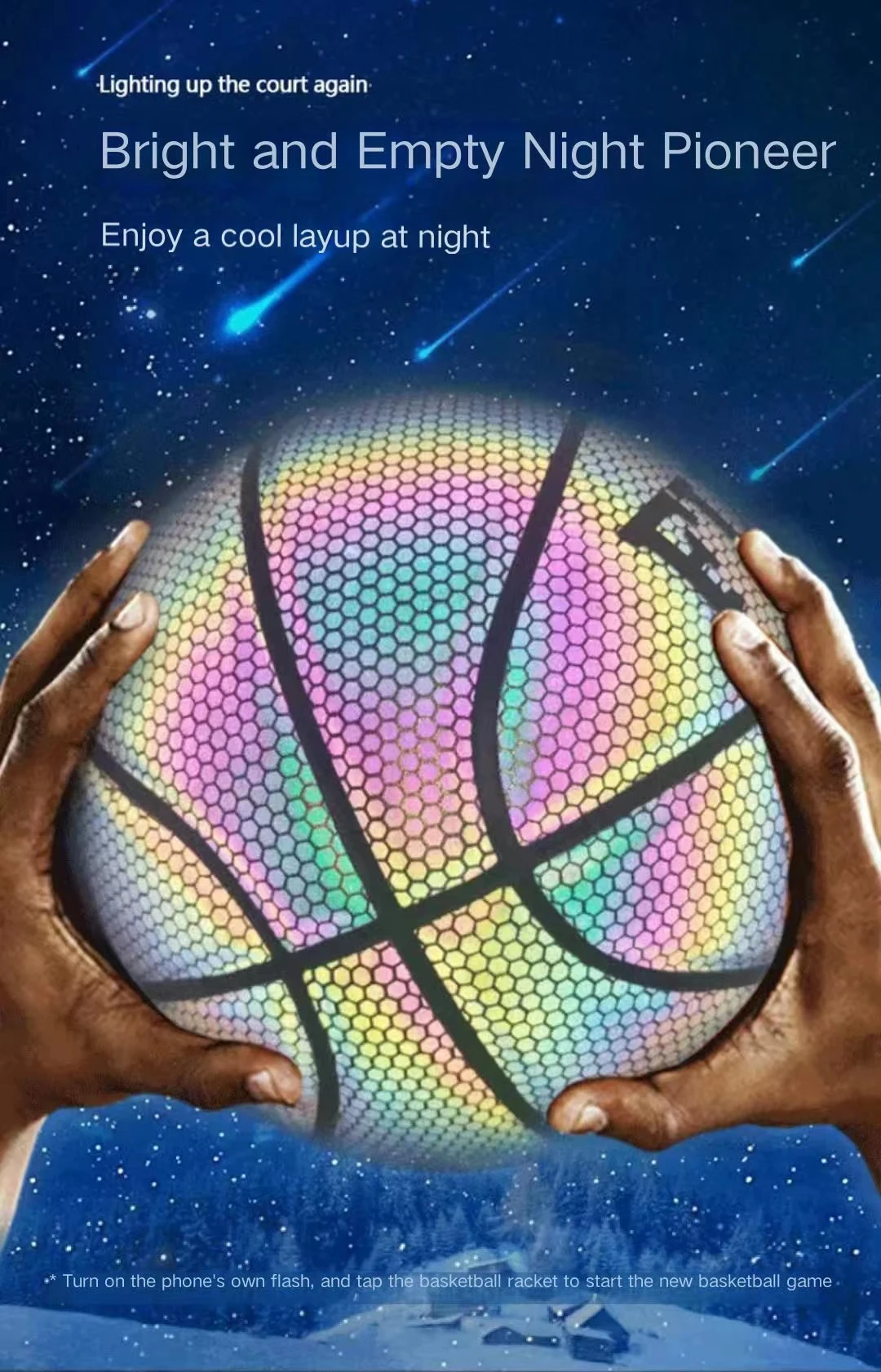 Reflective Basketball Fluorescent Luminous Luminous Ball For Game ...