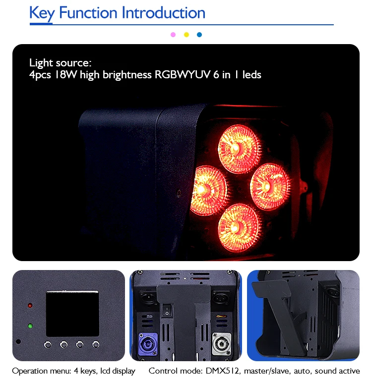 Dj Uplight Hex Par 4 Wireless Dmx 4*18w Battery Powered Led Par Wifi ...