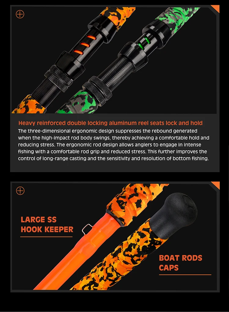 HONOREAL Custom Carbon Boat Fishing Rod - 60lb Catfish Elite