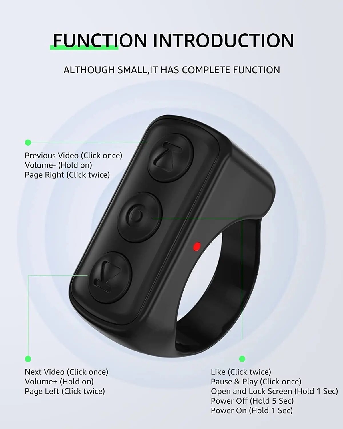 Remote Control Scroll Ring Tiktok Scrolling Kindle Page Turning Photo Shutter Wearable Sports ...