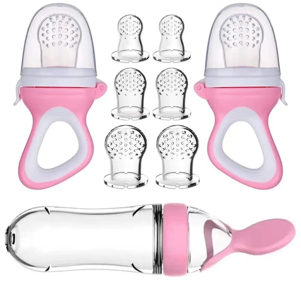 Silicone Baby Food Feeder Set Infant Fruit Feeder Squeeze Bottle With ...