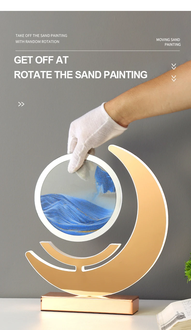 Led Glass 3d Moving Sand Lamp Flowing Quick Sands Of Time Art Picture ...