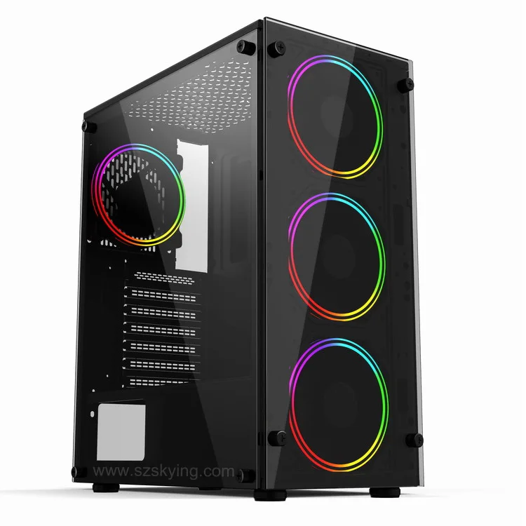 ATX Gaming Case with Glass Side Window & 6 RGB Fans