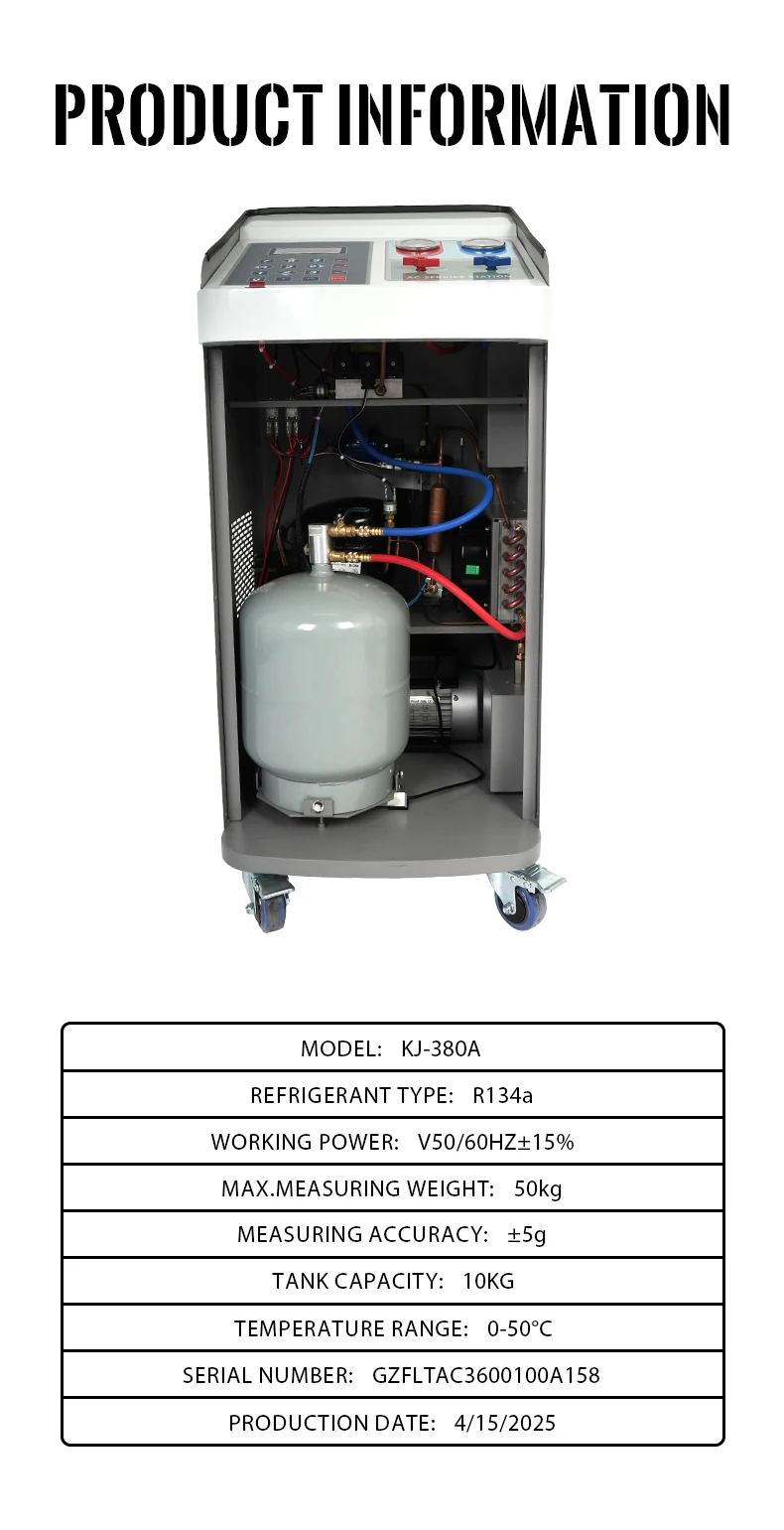 Semi Operated AC air Conditioner Refrigerant Recovery Machine Gas ...