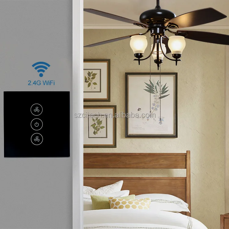 Eu Standard Wifi Smart Fan Switch Tuya Oem Touch Fan Speed Control ...