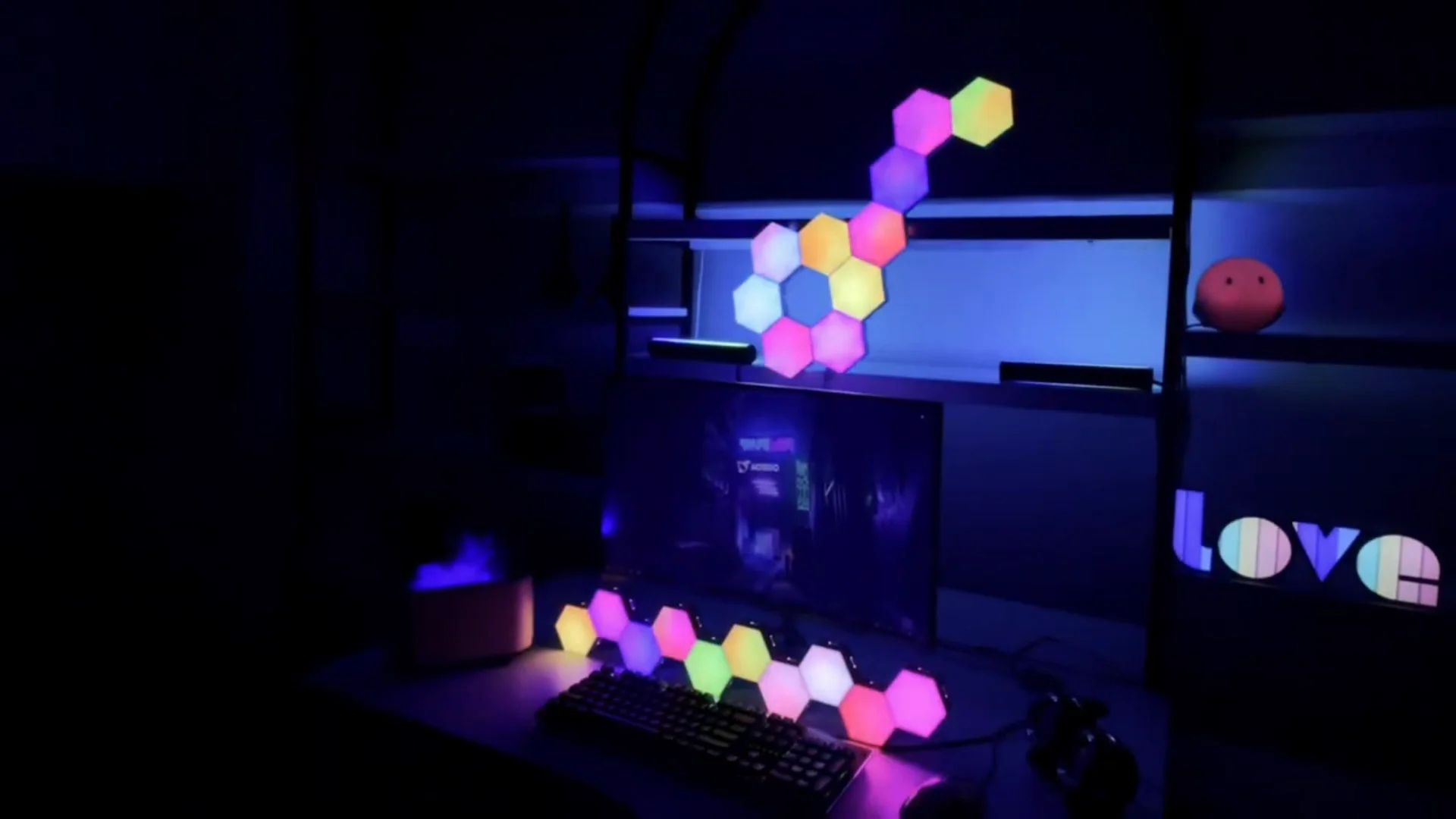 Smart App Control Led Hexagonal Combination Wall Lamp Room Wall ...