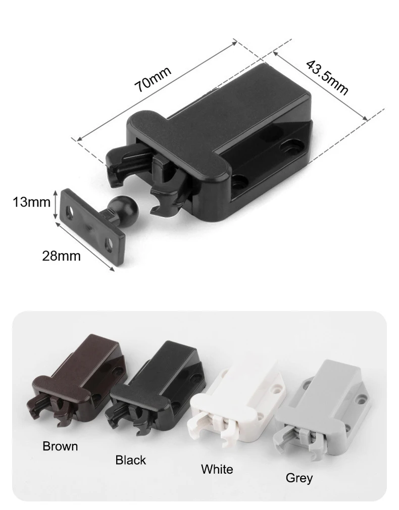 Topcent Plastic Push to Lock Latch - Quiet & Secure Door Closes
