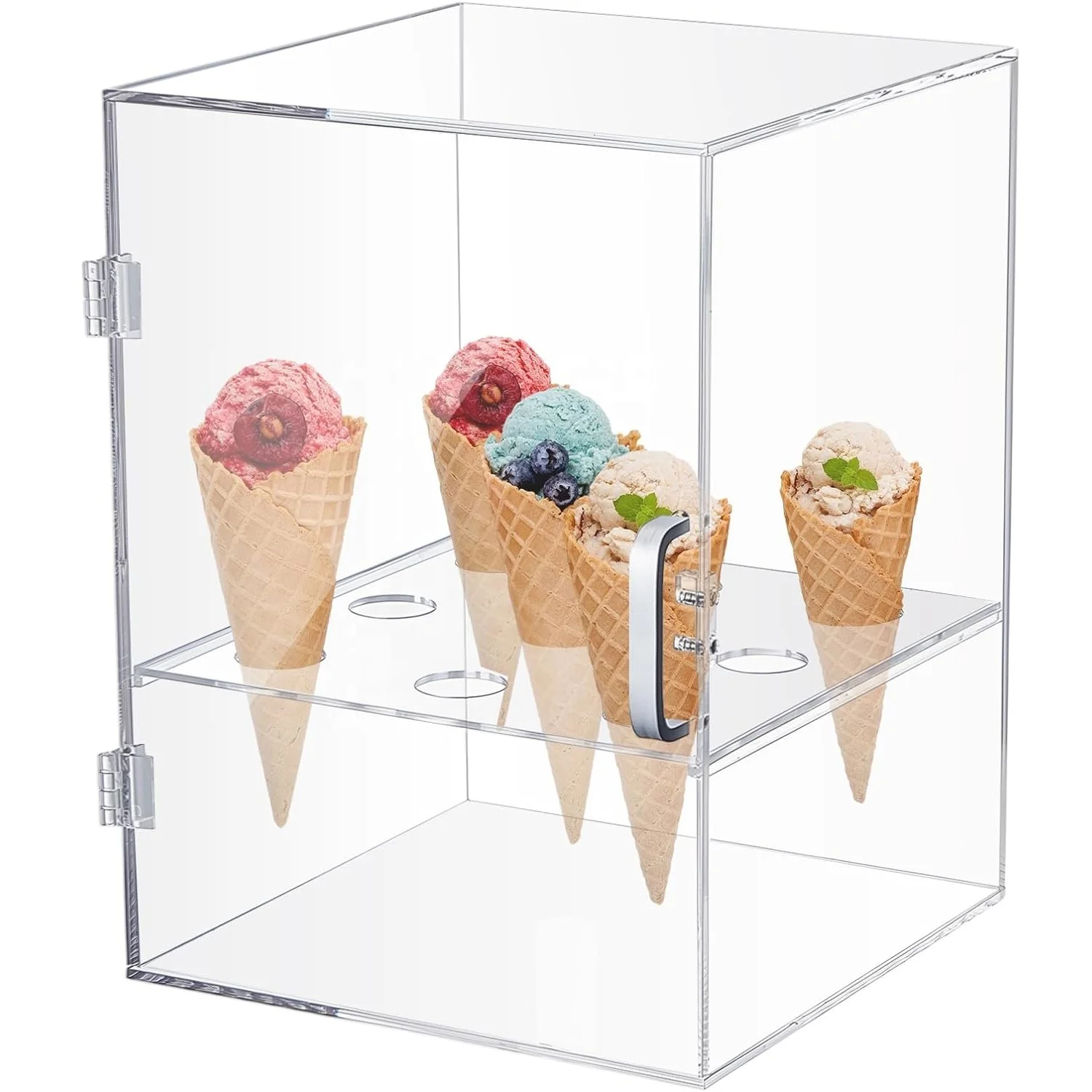 Acrylic Ice Cream Cone Holder Cabinet - Transparent & Customizable