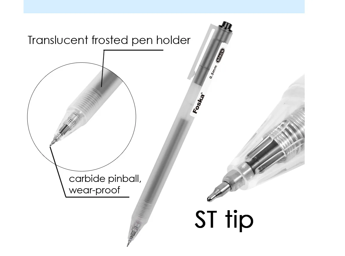Foska 0.5mm Retractable Gel Ink Pens for Office & School - Black, Blue ...