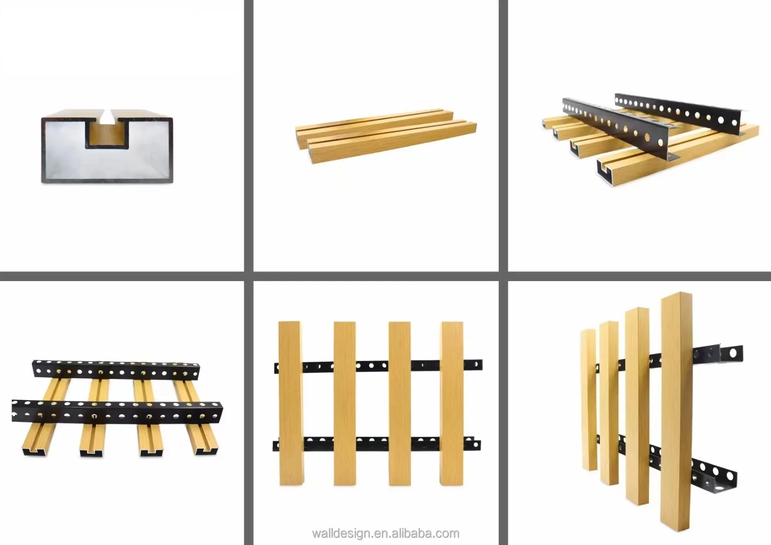 U Shaped Baffles Wall Cladding Wood Grain Aluminum Baffles Ceiling