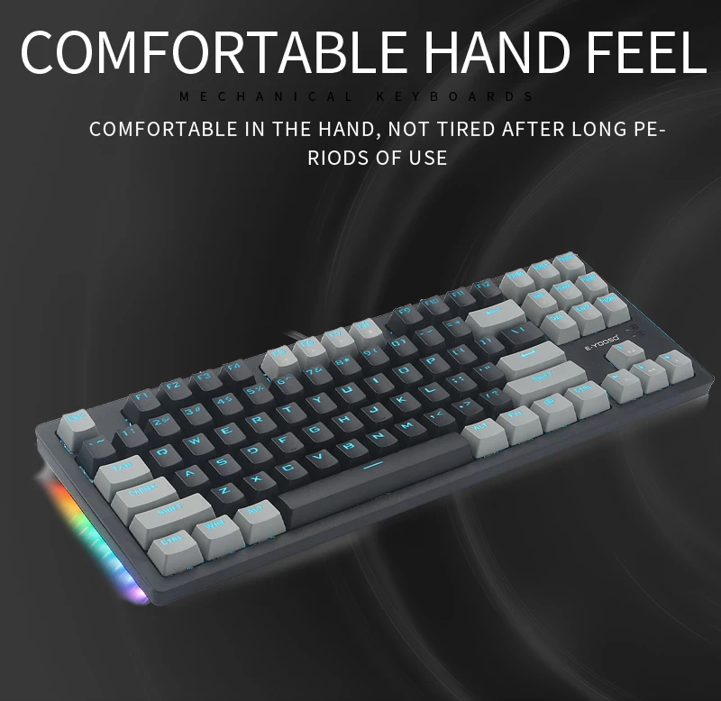 Black Gray Mechanical Keyboard Keyboard 87 Keys Waterproof Led Rgb ...