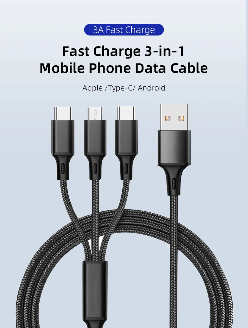 Kabel Data Line Cabos Usb To Type C Fast Charger 3 In 1 Charging Cable ...