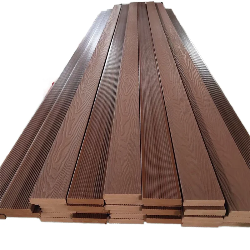 Modern 3D Solid WPC Composite Outdoor Decking - Teak Wood Grain