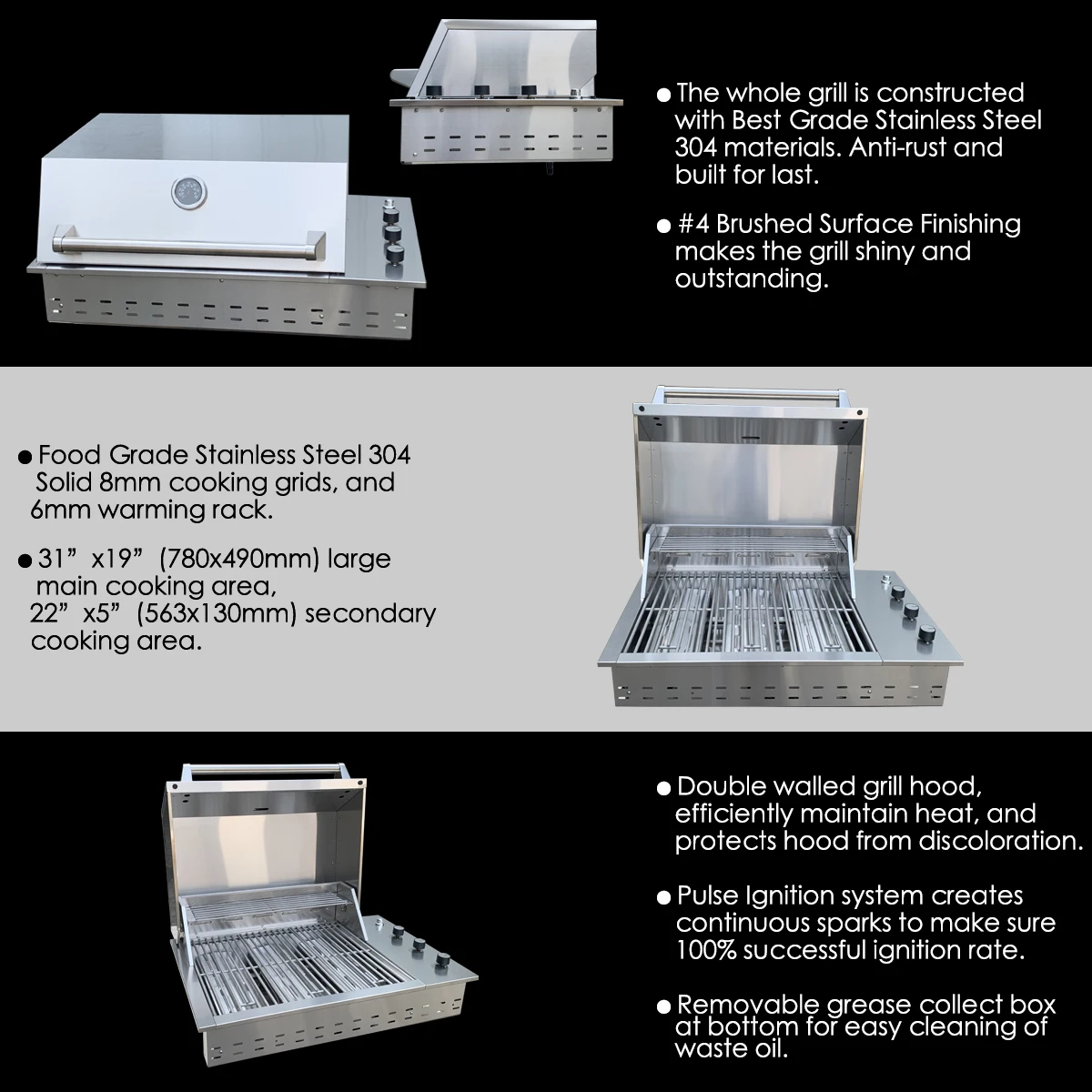 Mini Bbq Grill Island Stainless Steel 304 Drop in Bbq 3 burner Gas ...