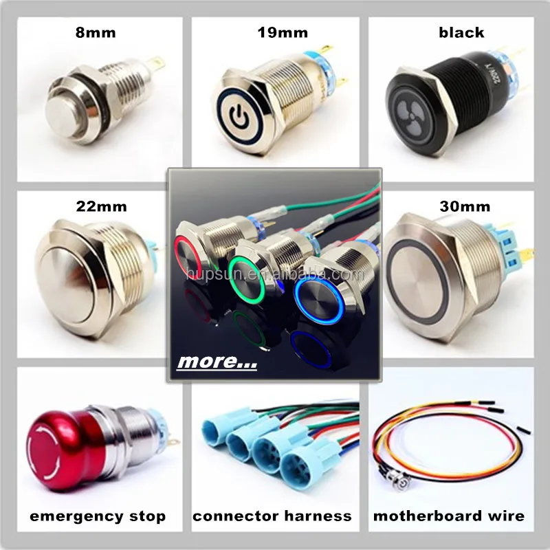 12mm Momentary Reset Push Button Switch 12v Blue Led With Wire Cable ...