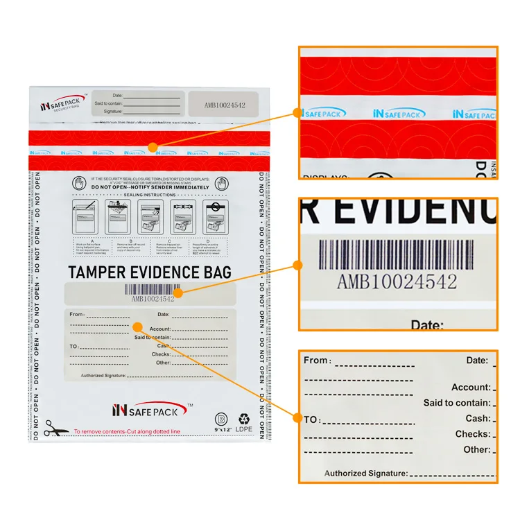 12x16 Tamper Proof Evidence Bags Security Seal Duty Free Tamper Evident ...