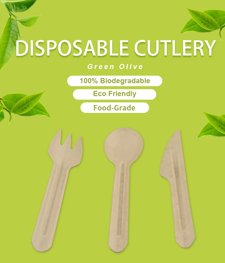 Sugarcane Bagasse Pulp Edible Cutlery Fork Spoon Knife Mealtime Dinner ...