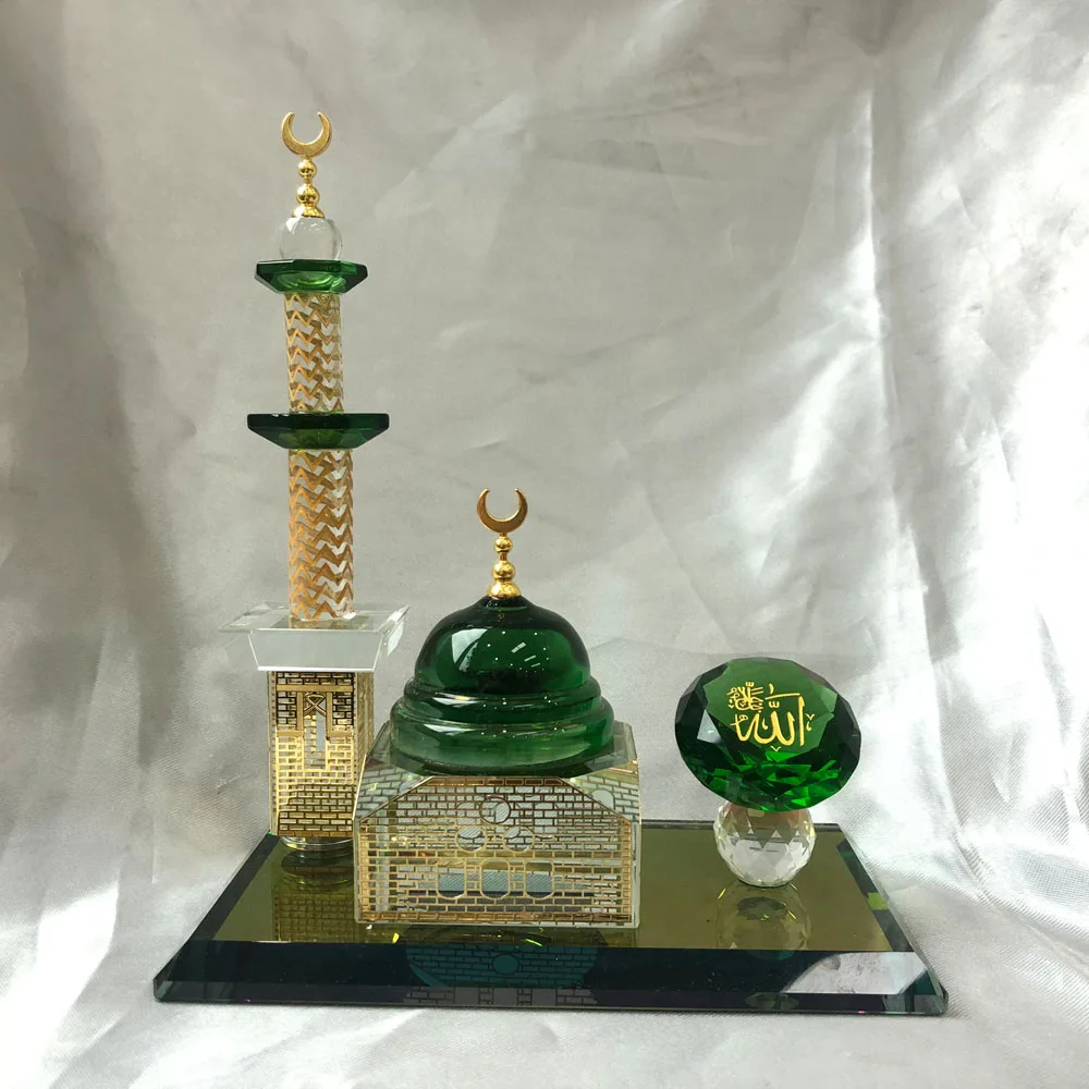 Mh-g0666 Crystal Kabba Makkah Mecca Clock Tower Crystal Glass Figurine ...