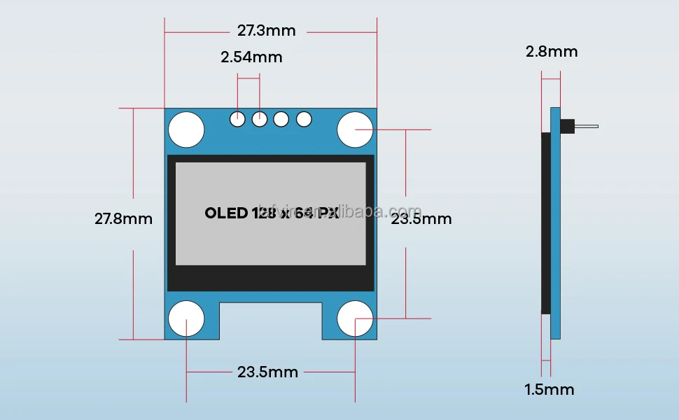 0.96 Inch OLED Display Module - 128x64 Pixel SSD1306