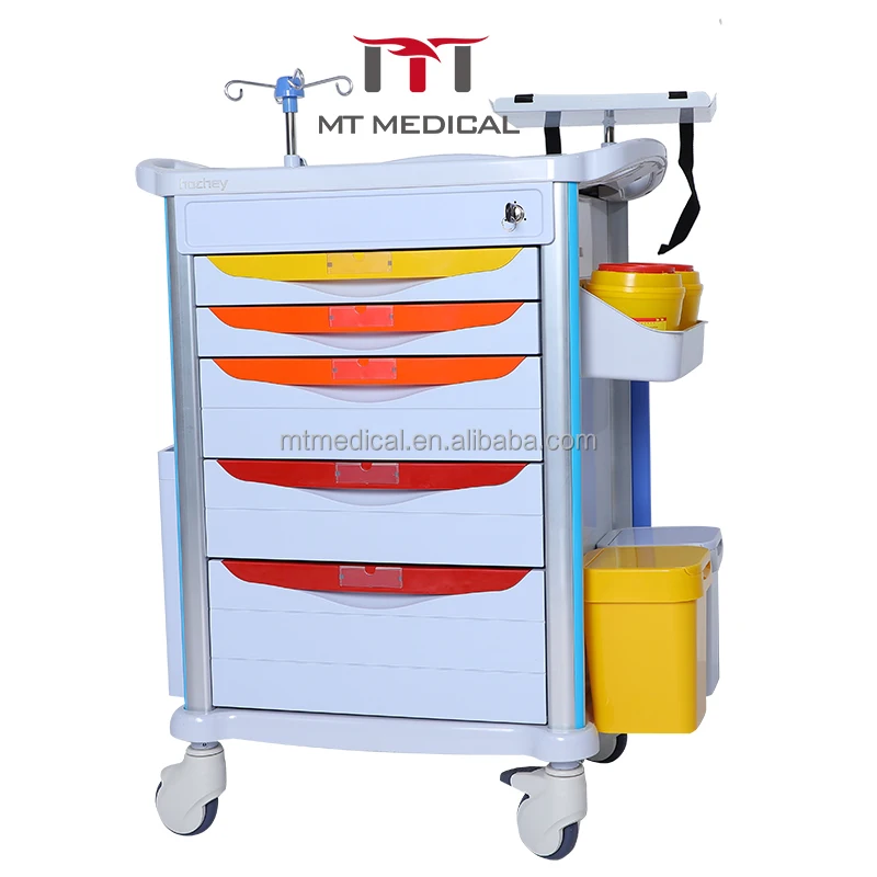 MT MEDICAL Emergency Trolley - Durable ABS Hospital Furniture