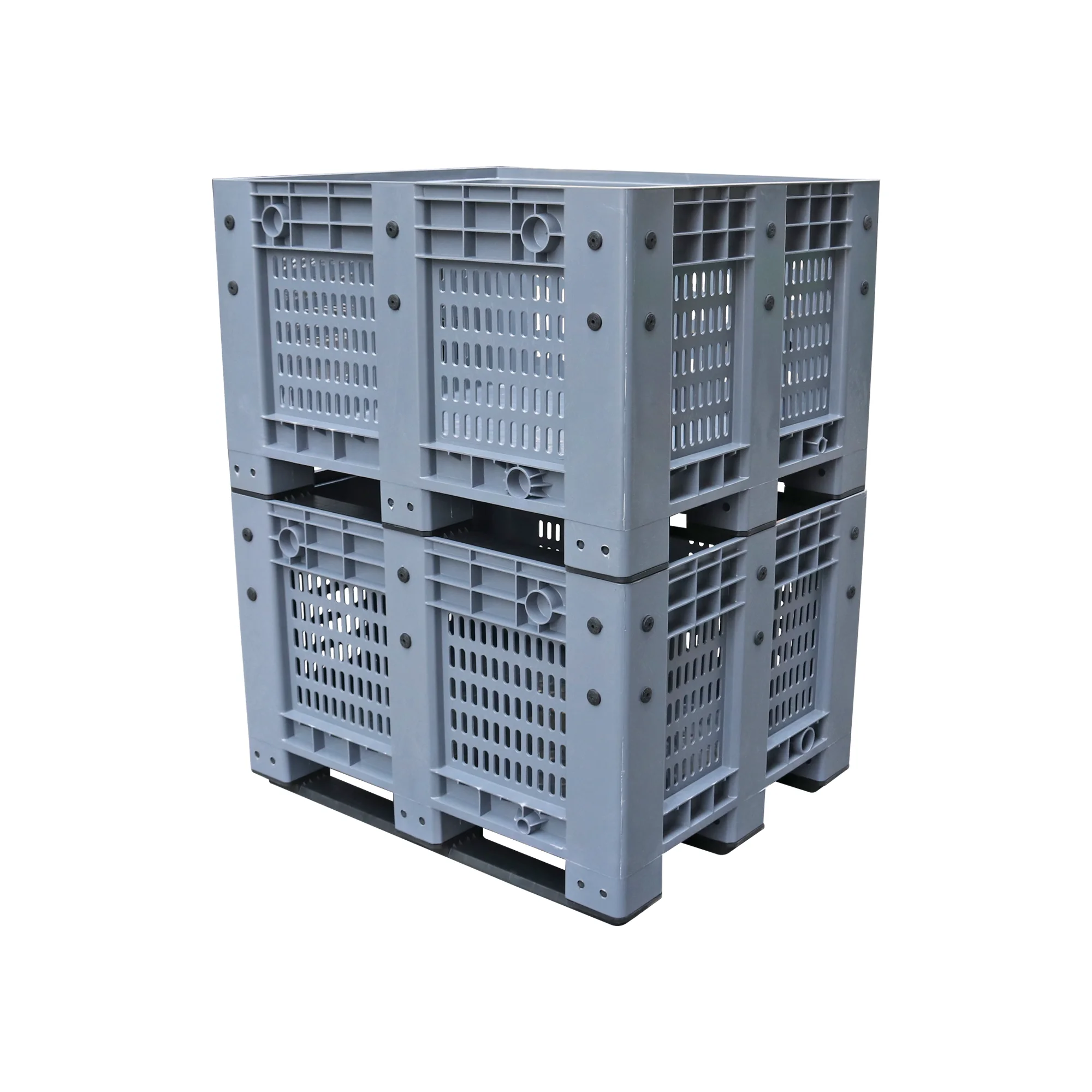 QS Large Unfoldable Plastic Solid Pallet Box Stackable Reused Plastic ...