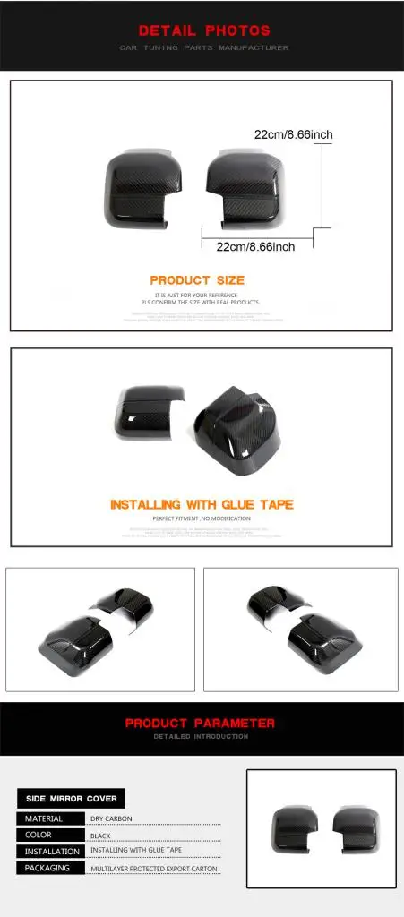 Jcsportline Dry Carbon Fiber Side Mirror Covers For Land Rover Defender ...