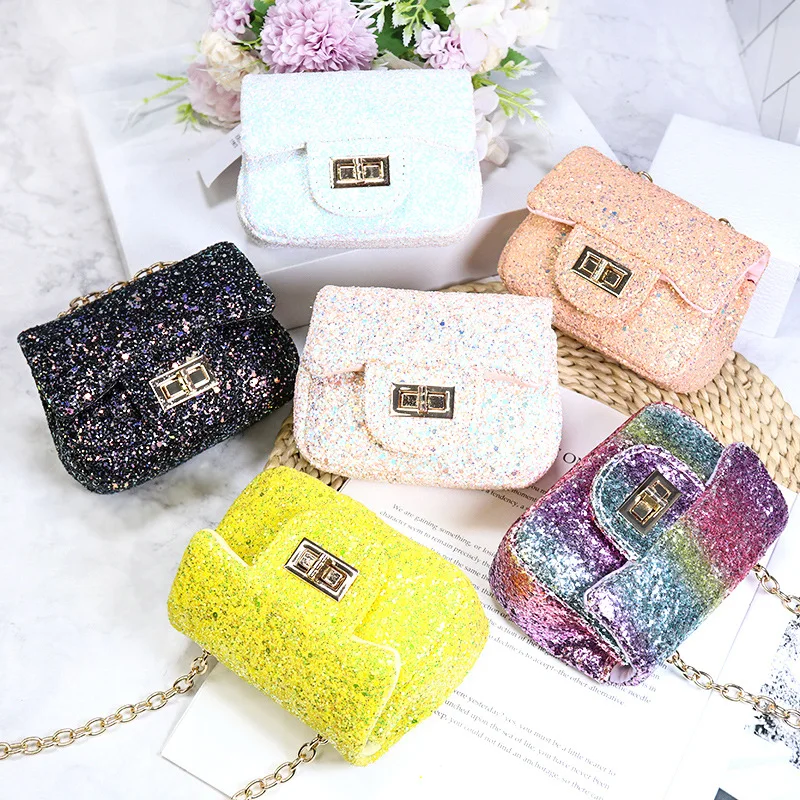 Wholesale Sequined Girls Small Glitter Bling Chain Purses