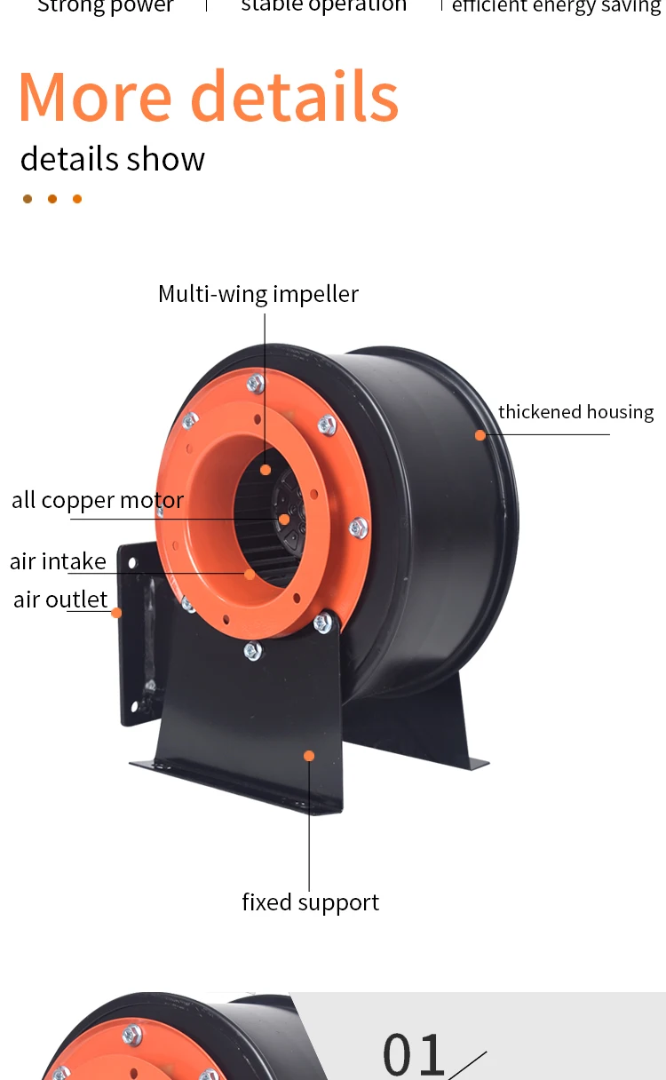830w 600pa External Rotor Centrifugal Fan Moisture-proof Motor Oil Industrial Restaurants Farms ...