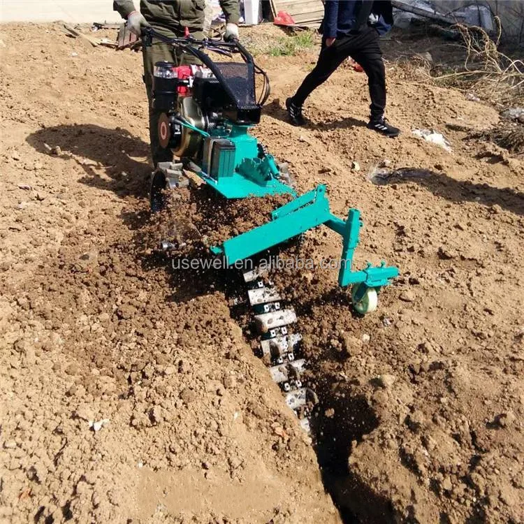 Trencher Ditcher Single Double Chain Ditch Digging Machine Hand-plush ...