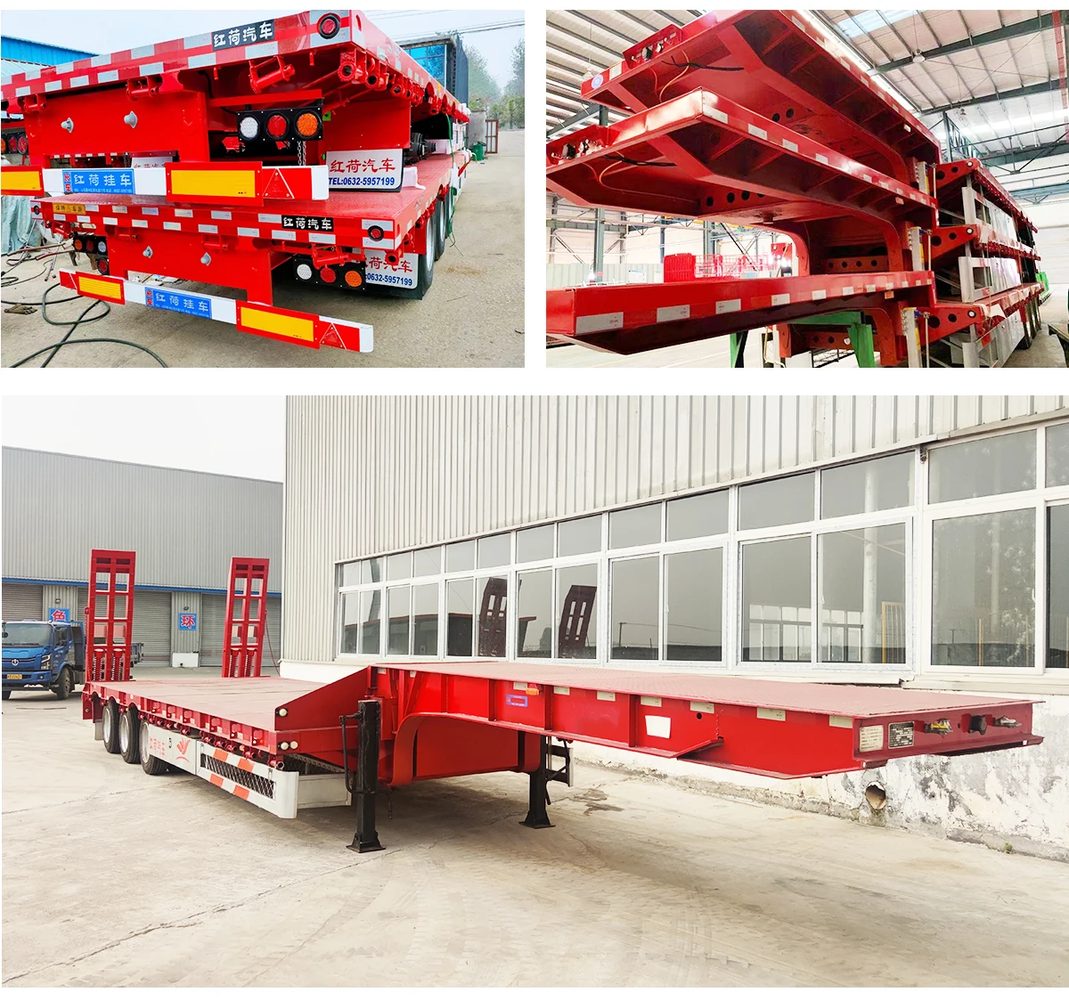3axle 80ton Heavy Duty Gooseneck Hydraulic Ramp Low Loader/lowbed ...